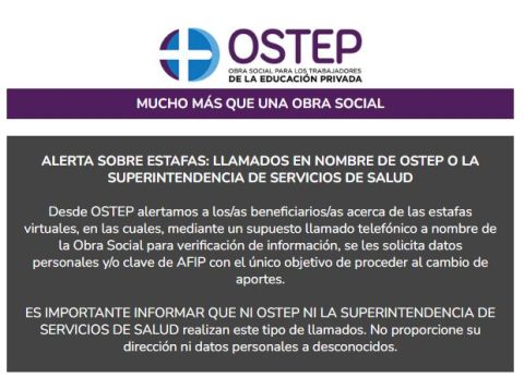 ALERTA SOBRE ESTAFAS: LLAMADOS EN NOMBRE DE OSTEP Y LA SUPERINTENDENCIA DE SERVICIOS DE SALUD ...